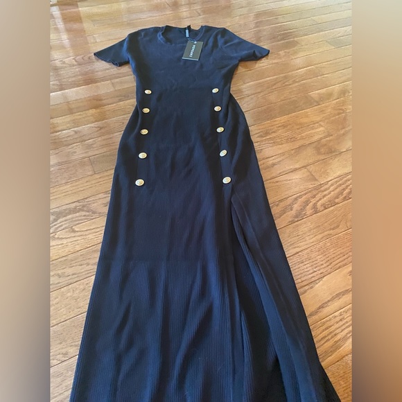 Emprada | Dresses | Black Button Detail Ribbed Slit Midi Dress Brand ...